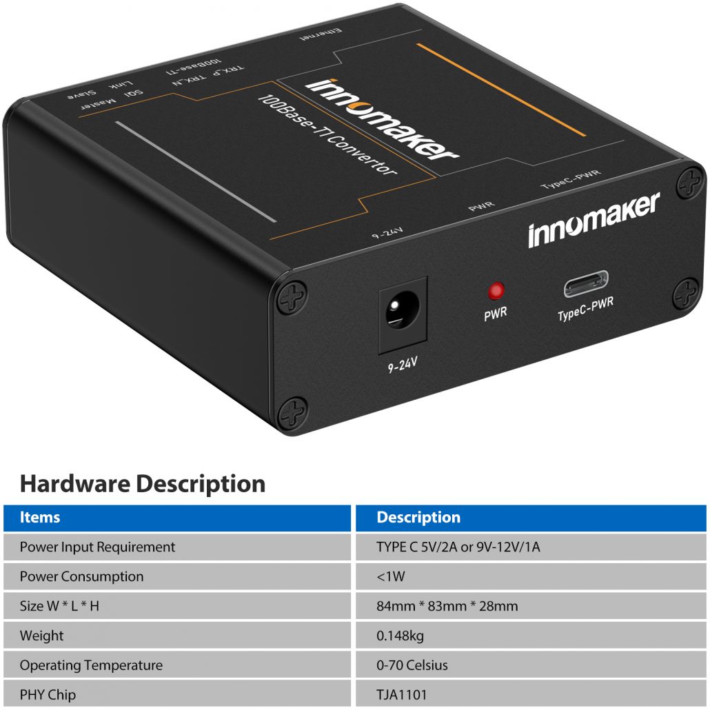 100BASE-T1 Media Converter – InnoMaker English|USB TO CAN Analyzer ...